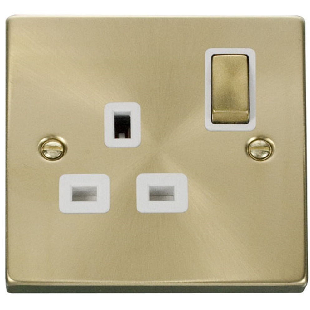 Click Deco Satin Brass 13A Single Socket VPSB535WH | RS Electrical Supplies