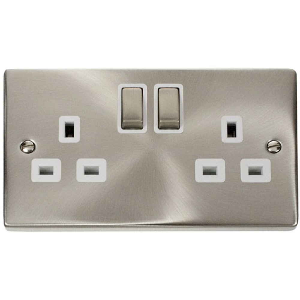Click Deco Satin Chrome 13A Double Socket VPSC536WH | RS Electrical ...