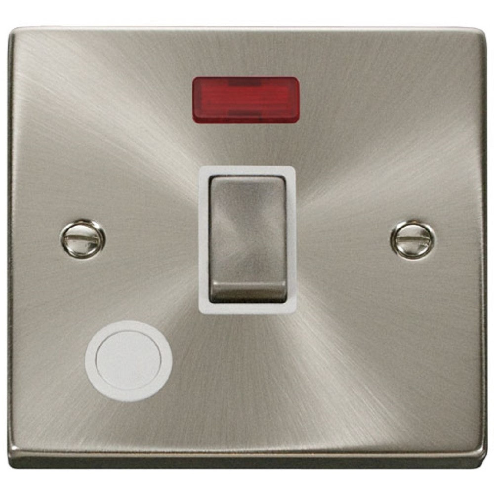 Click Deco Satin Chrome 20A Double Pole Switch with Neon and Flex ...