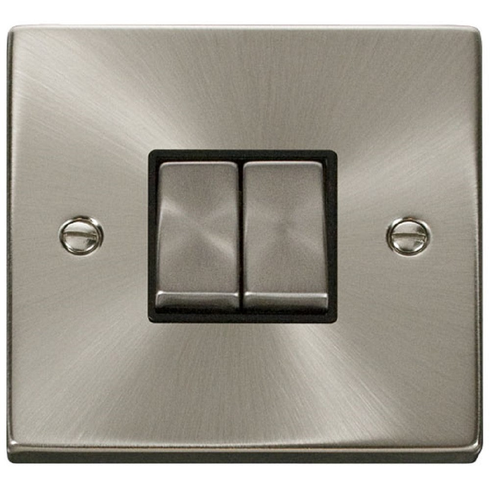 Click Deco Satin Chrome 2G Light Switch VPSC412BK | RS Electrical Supplies