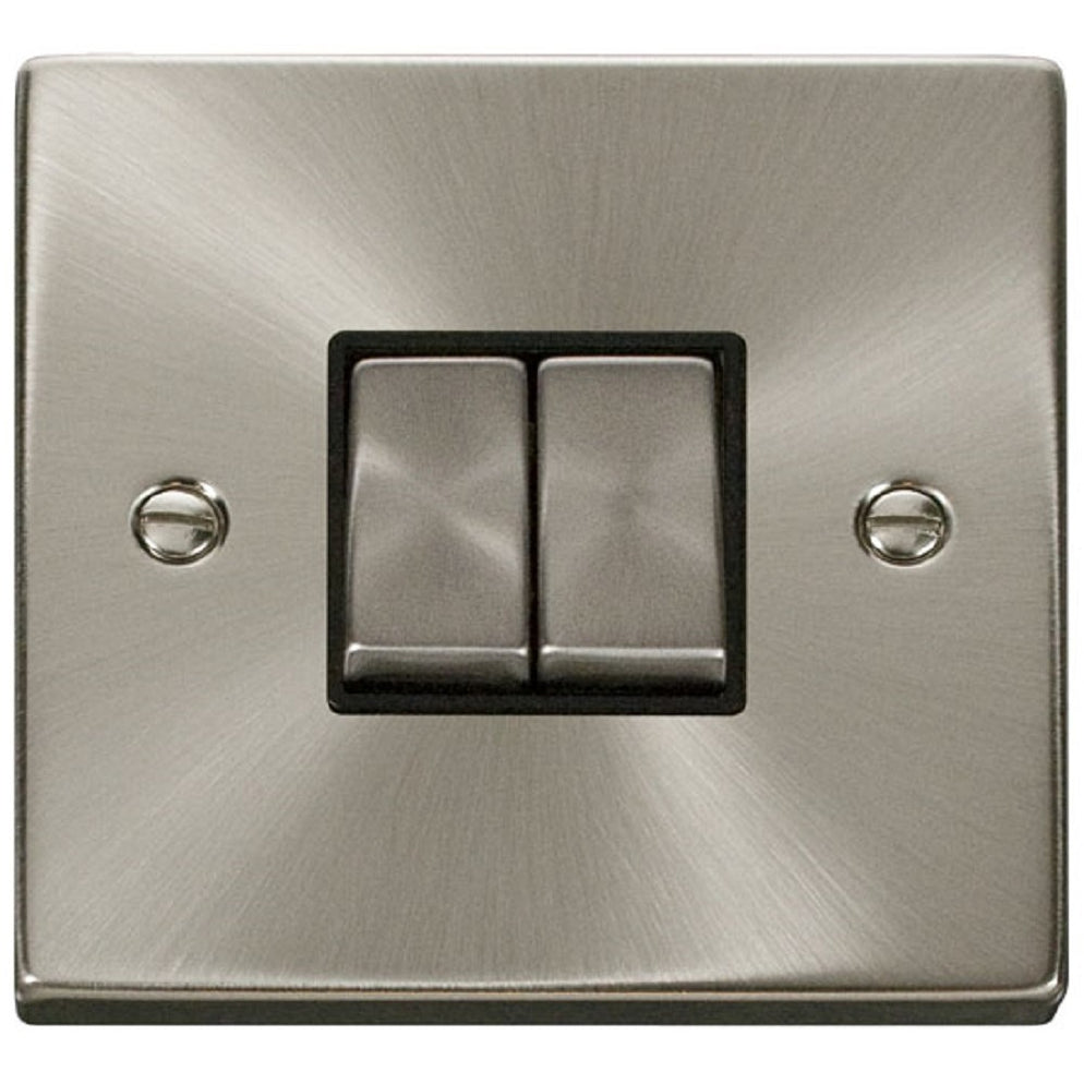 Click Deco Satin Chrome 2G Light Switch VPSC412BK | RS Electrical Supplies