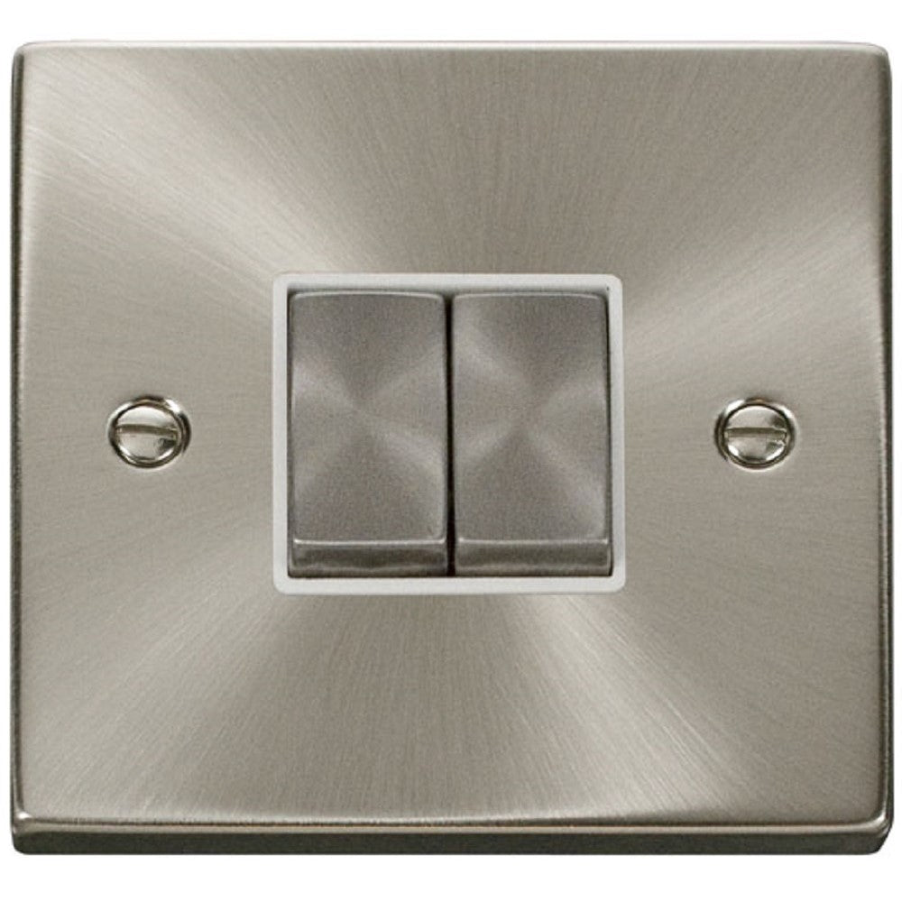 Click Deco Satin Chrome 2G Light Switch VPSC412WH | RS Electrical Supplies