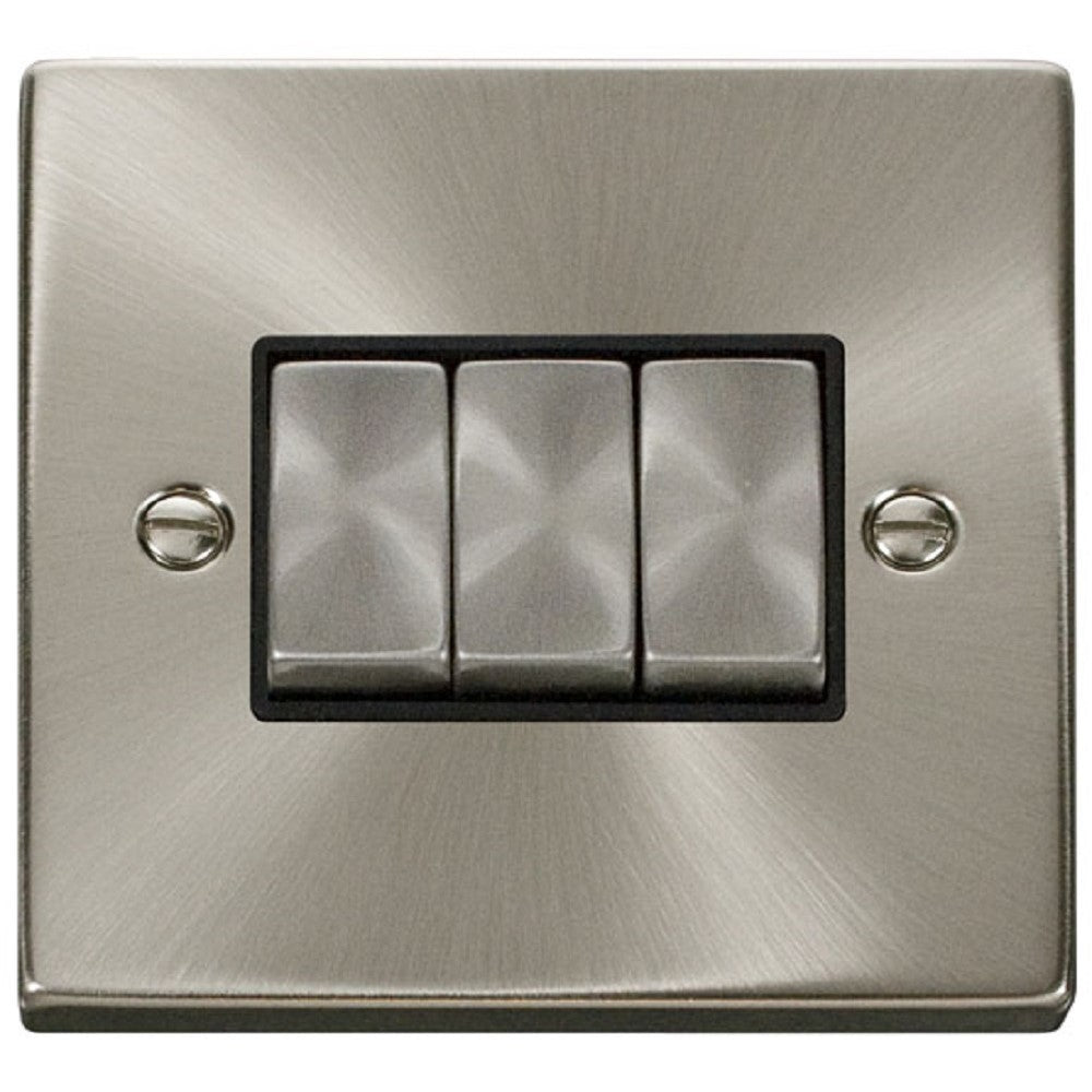 Click Deco Satin Chrome 3G Light Switch VPSC413BK | RS Electrical Supplies