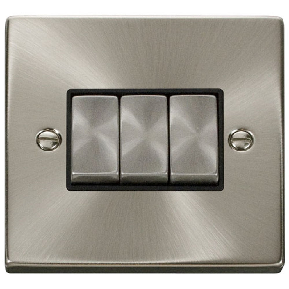 Click Deco Satin Chrome 3G Light Switch VPSC413BK | RS Electrical Supplies
