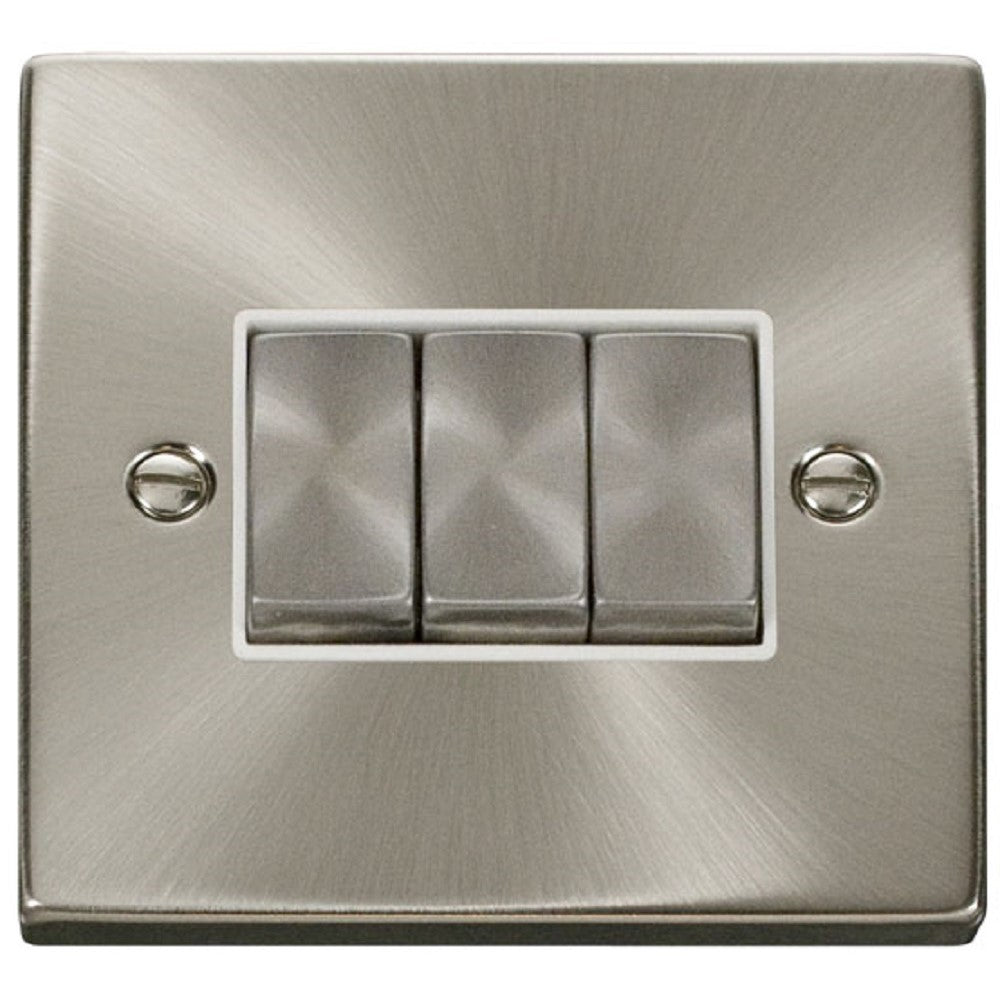 Click Deco Satin Chrome 3G Light Switch VPSC413WH | RS Electrical Supplies