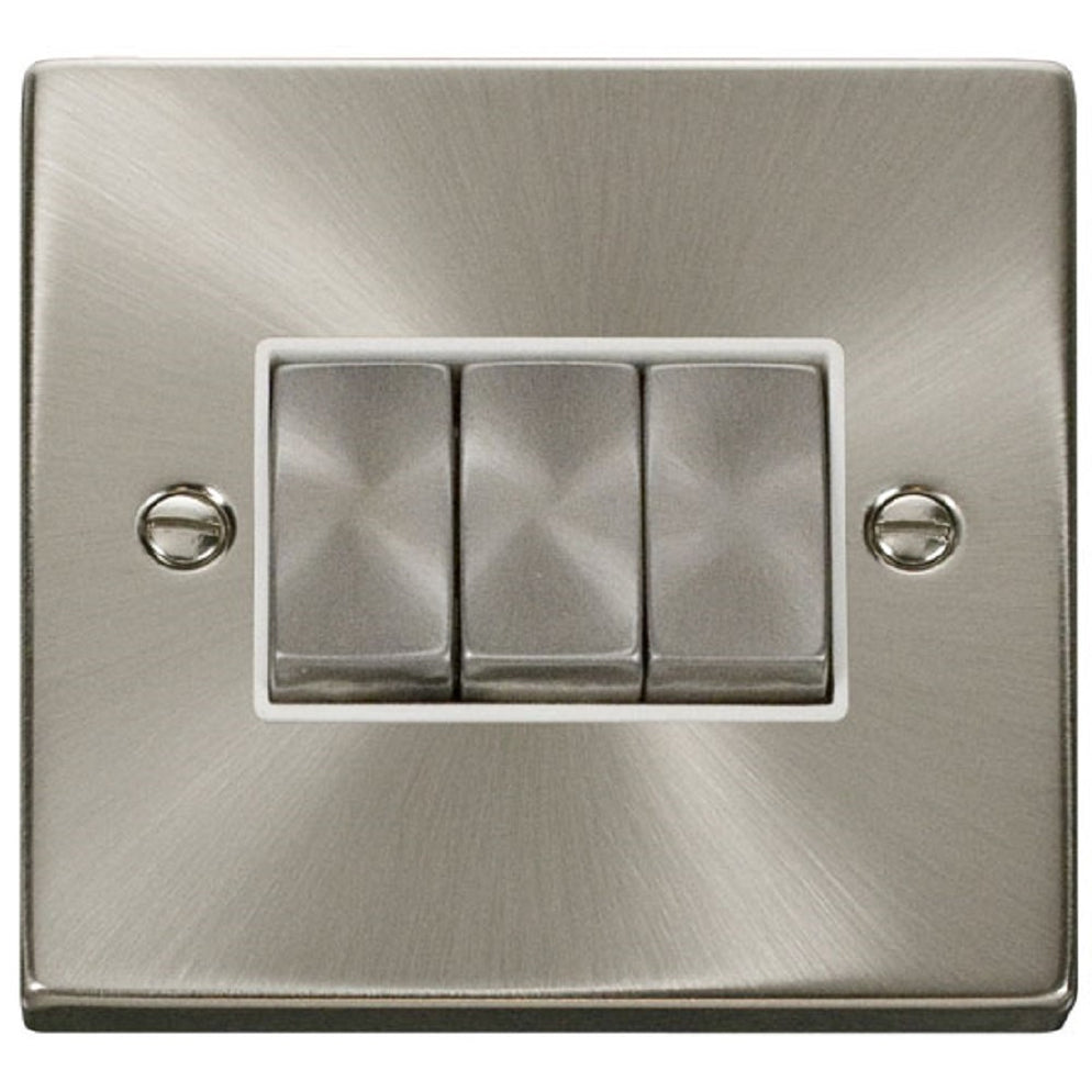 Click Deco Satin Chrome 3G Light Switch VPSC413WH | RS Electrical Supplies