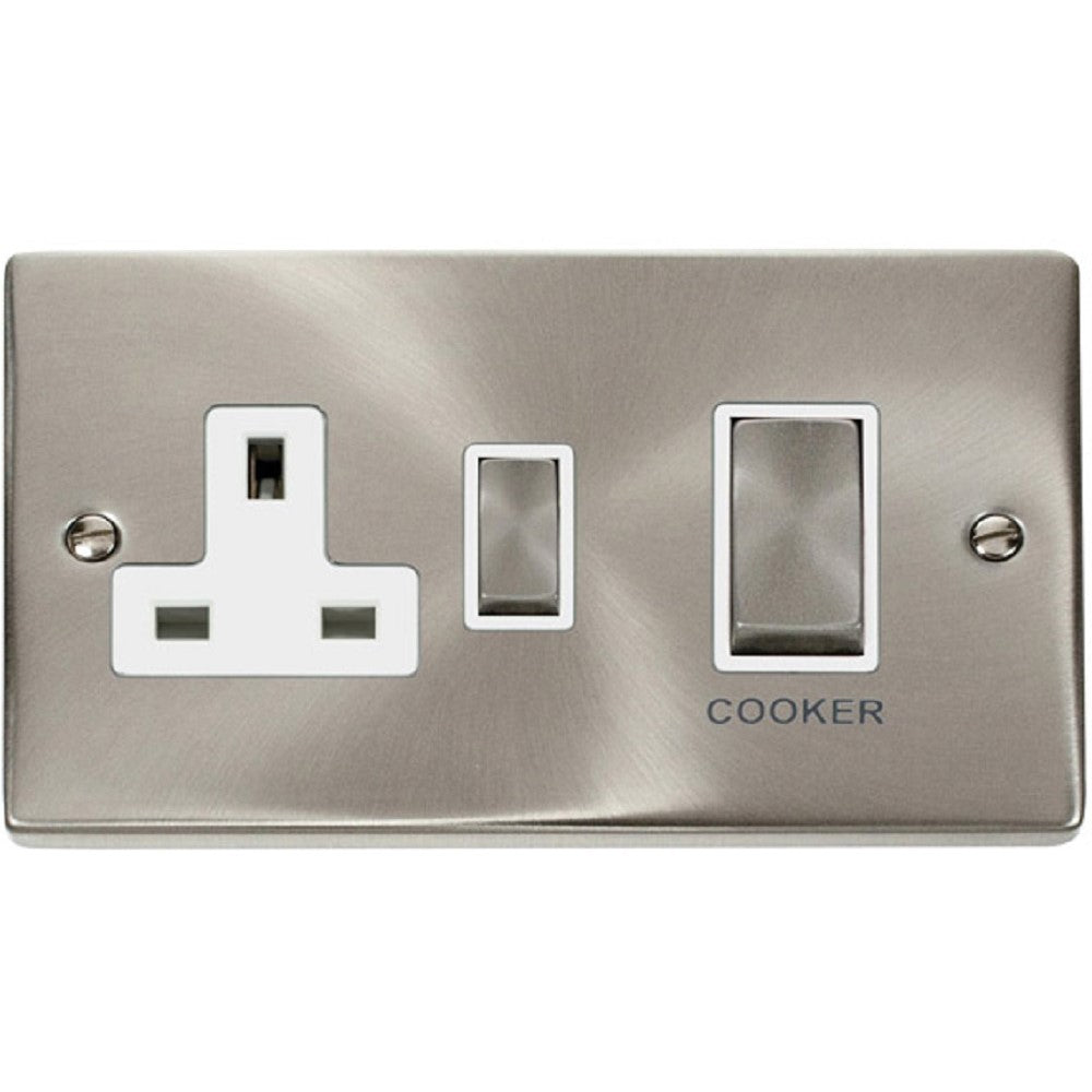 Click Deco Satin Chrome 45A Cooker Switch with 13A Socket VPSC504WH ...