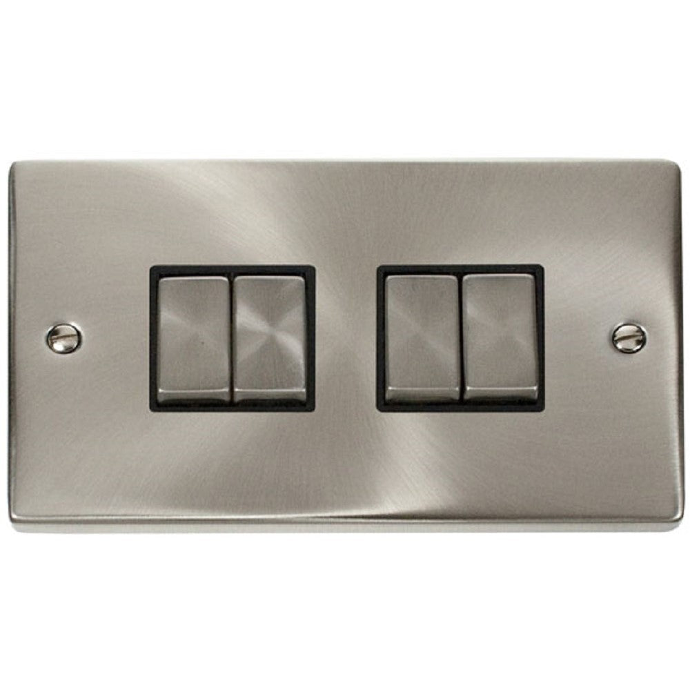 Click Deco Satin Chrome 4G Light Switch VPSC414BK | RS Electrical Supplies