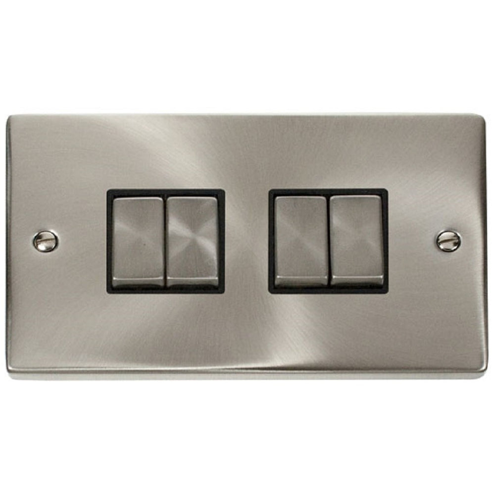 Click Deco Satin Chrome 4G Light Switch VPSC414BK | RS Electrical Supplies