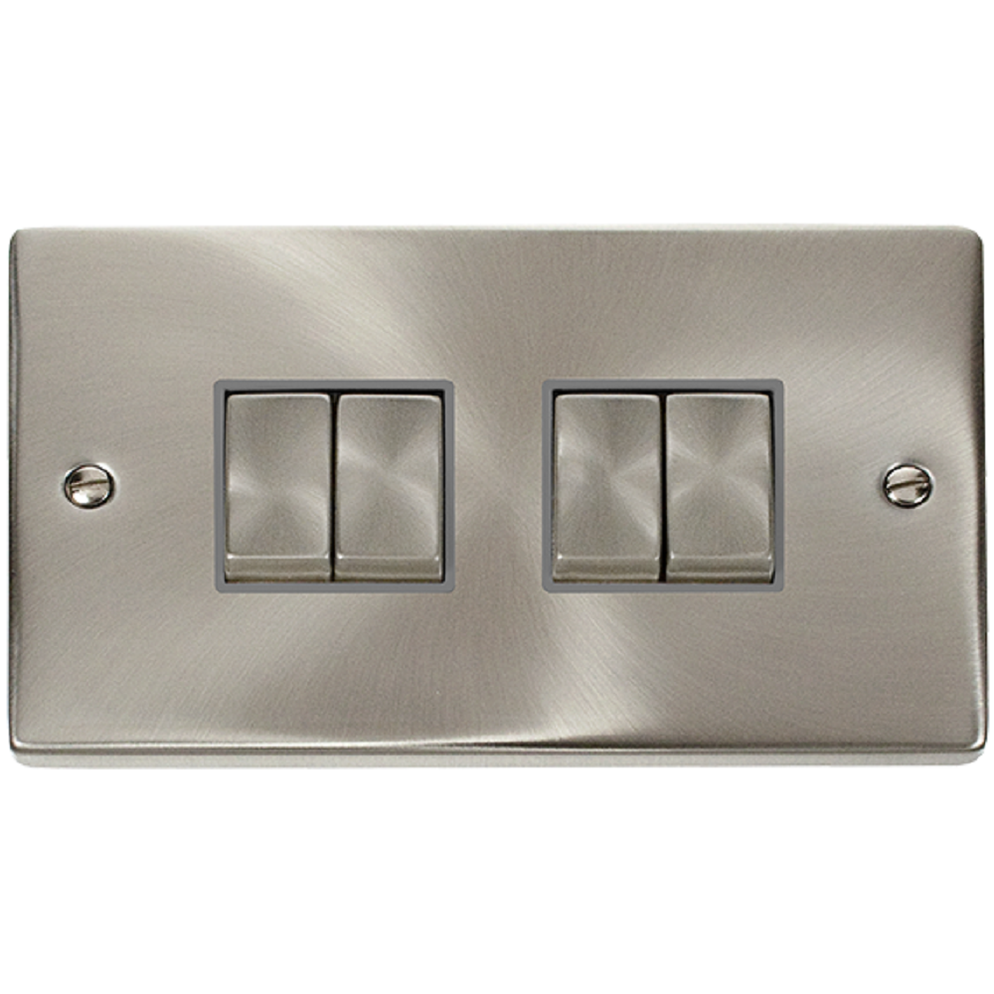 Click Deco Satin Chrome 4G Light Switch VPSC414GY | RS Electrical Supplies