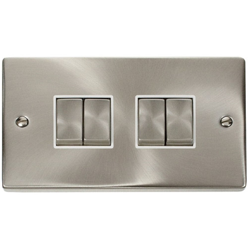 Click Deco Satin Chrome 4G Light Switch VPSC414WH | RS Electrical Supplies