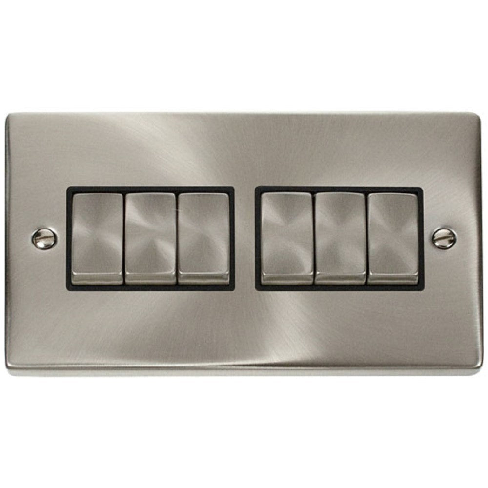 Click Deco Satin Chrome 6G Light Switch VPSC416BK | RS Electrical Supplies