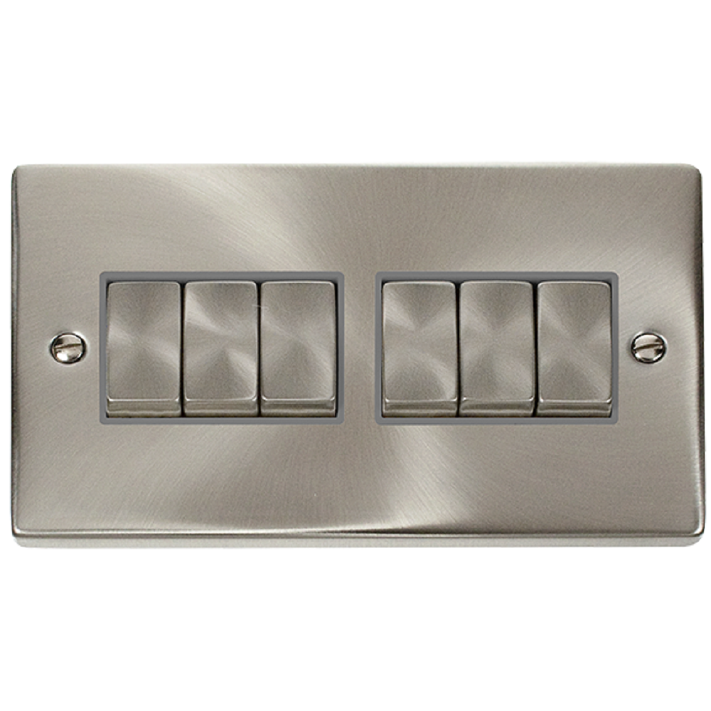 Click Deco Satin Chrome 6G Light Switch VPSC416GY | RS Electrical Supplies