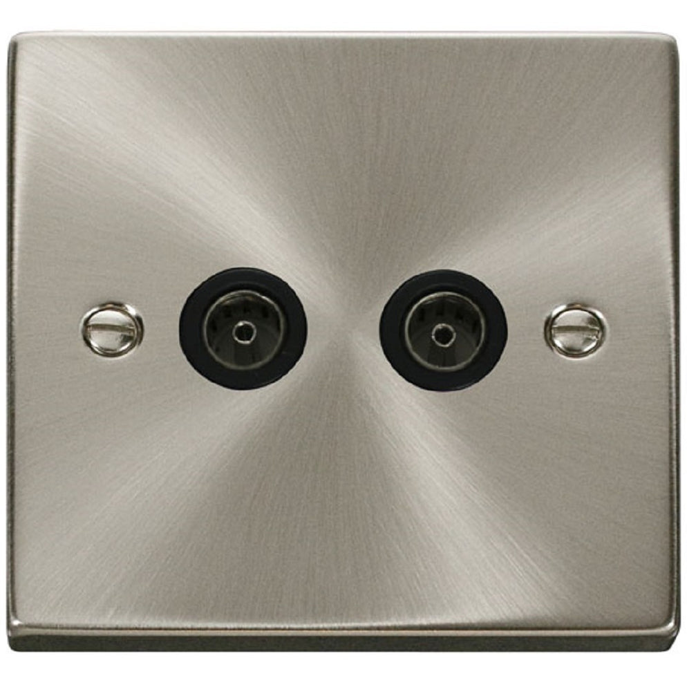 Click Deco Satin Chrome Double TV Socket VPSC066BK | RS Electrical Supplies