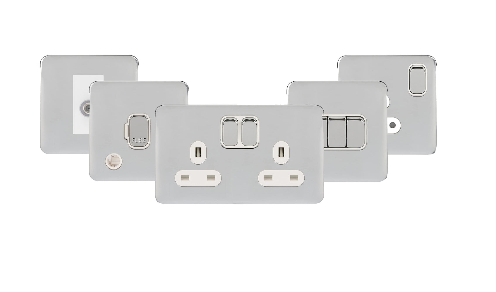 Schneider Lisse Deco Polished Chrome 13A Double Unswitched Socket ...