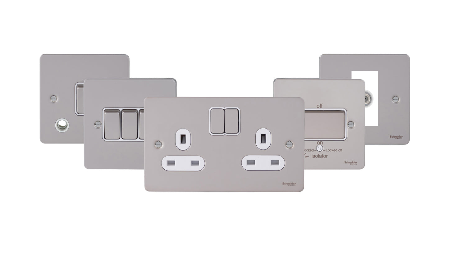 Schneider Ultimate Flat Plate Pearl Nickel 2G 2W 250W Dimmer Switch ...