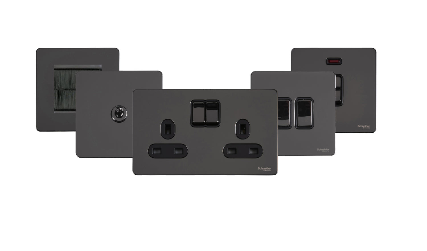 Schneider Ultimate Screwless Black Nickel 2A Unswitched Socket ...