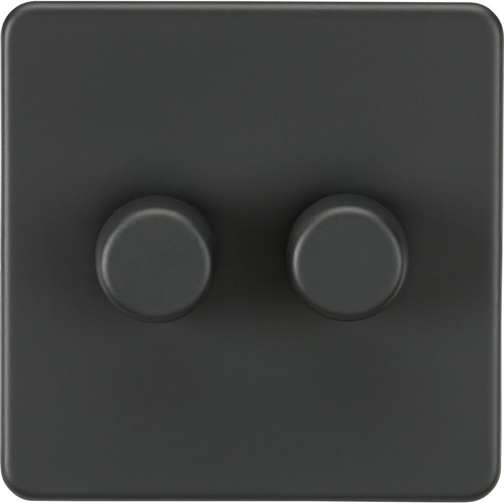 Knightsbridge Screwless Anthracite 2G Dimmer Switch SF2192AT | RS ...