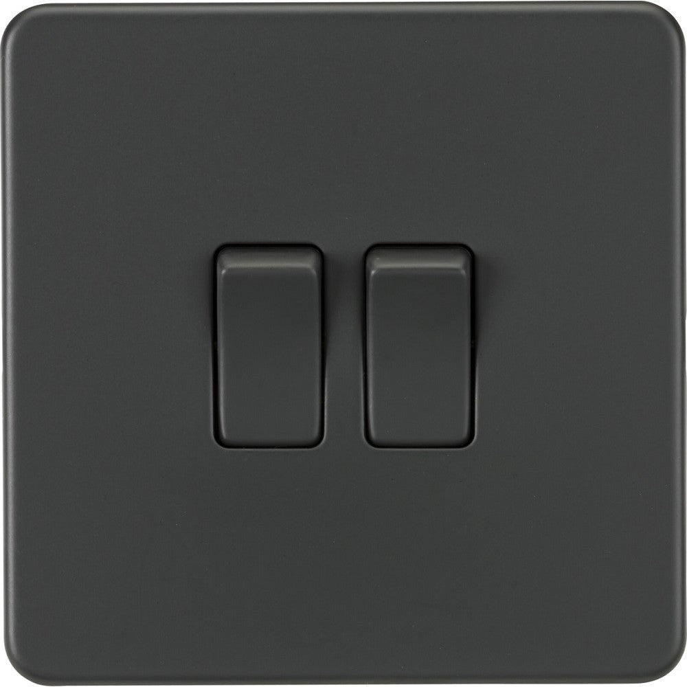 Knightsbridge Screwless Anthracite 2G Light Switch SF3000AT | RS ...