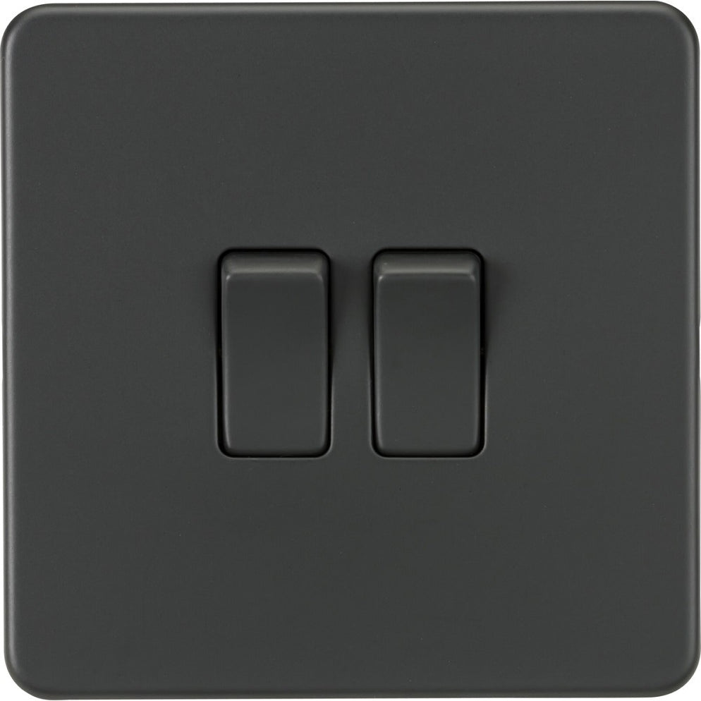 Knightsbridge Screwless Anthracite 2G Light Switch SF3000AT | RS ...