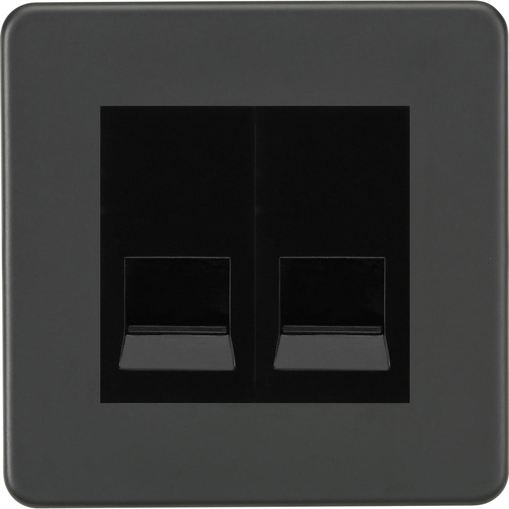 Knightsbridge Screwless Anthracite Double Slave Telephone Socket ...