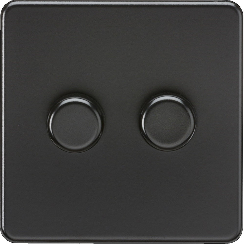 Knightsbridge Screwless Matt Black 2G Dimmer Switch SF2192MBB | RS ...