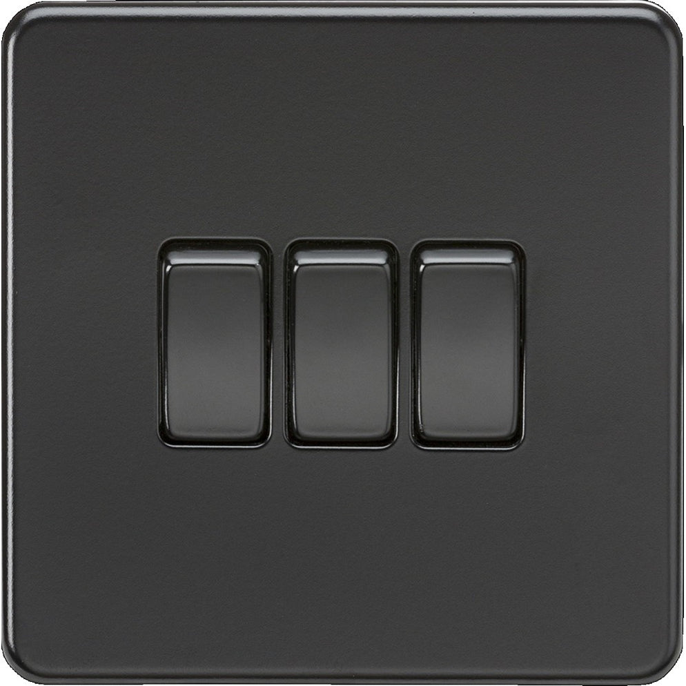 Knightsbridge Screwless Matt Black 3G Light Switch SF4000MBB | RS ...