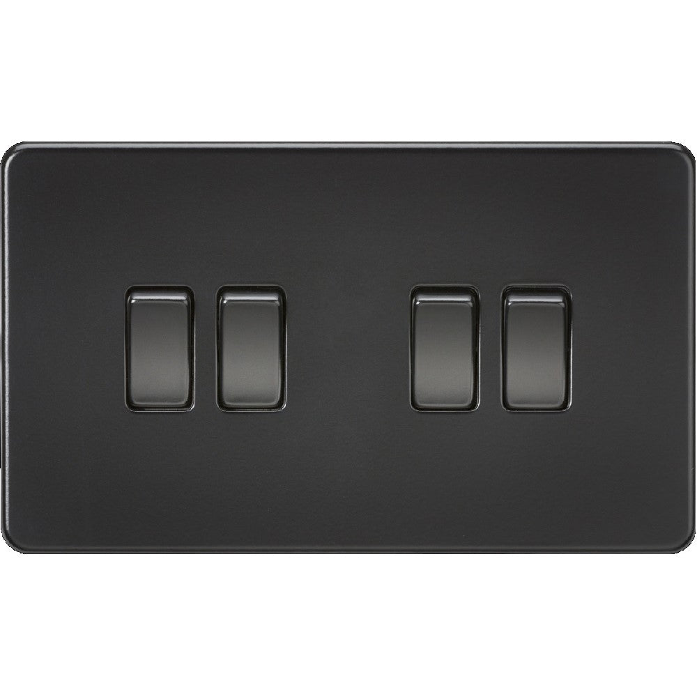 Knightsbridge Screwless Matt Black 4G Light Switch SF4100MBB | RS ...