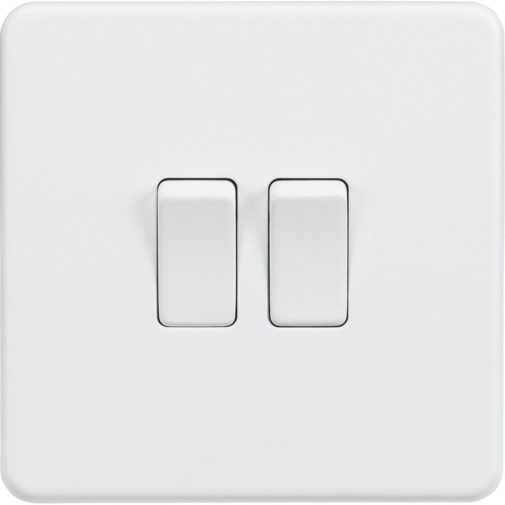 Knightsbridge Screwless Matt White 2G Light Switch SF3000MW | RS ...