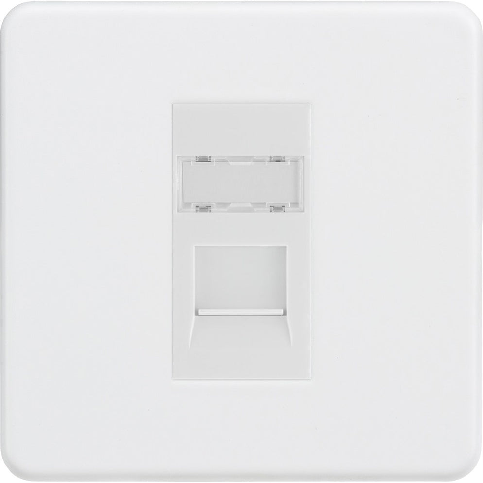 Knightsbridge Screwless Matt White Cat6 Data Socket SFRJ456MMW | RS ...