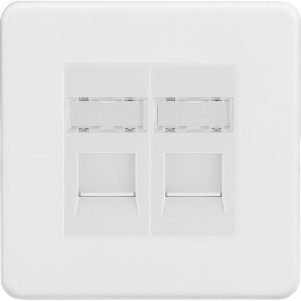 Knightsbridge Screwless Matt White Double Cat5e Data Socket SFRJ452MMW ...