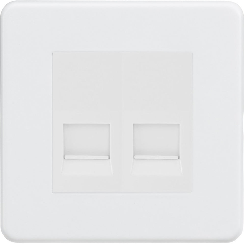 Knightsbridge Screwless Matt White Double Slave Telephone Socket ...