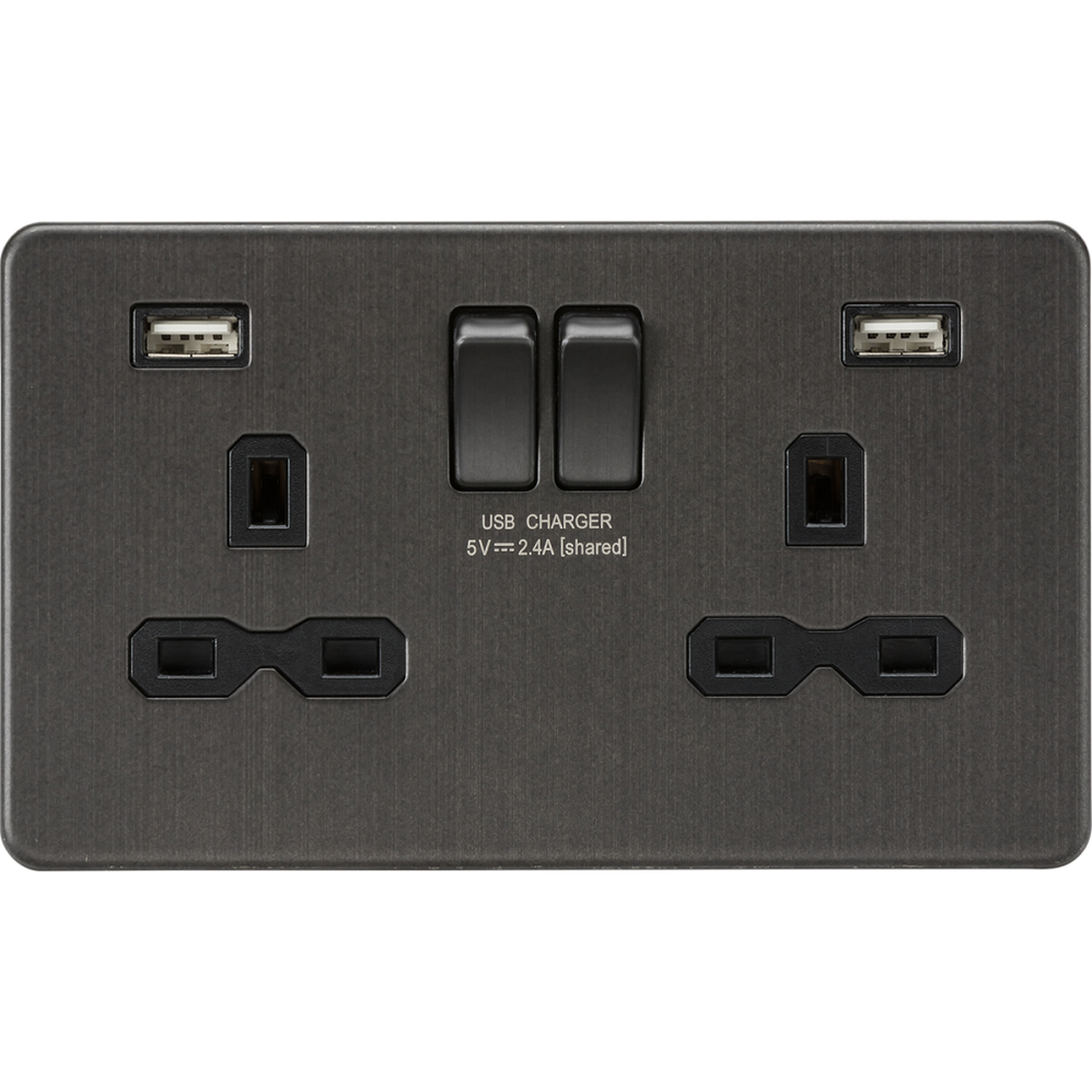 Knightsbridge Screwless Smoked Bronze Switches & Sockets | RS ...