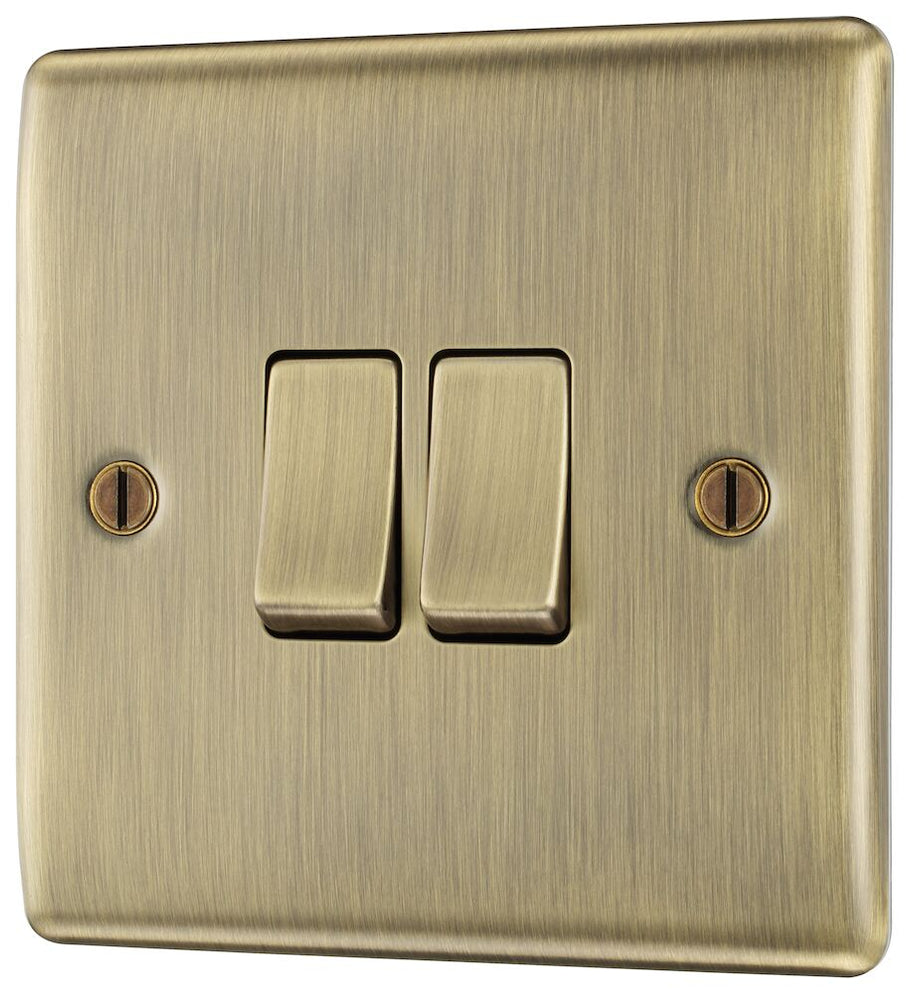 BG Nexus Metal Antique Brass 2G 2W Light Switch NAB42 | RS Electrical ...