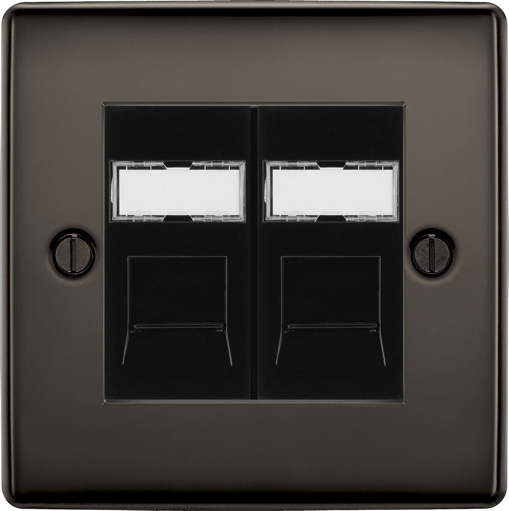 BG Nexus Metal Black Nickel Double RJ45 Cat6 Data Outlet NBNRJ4526AB ...