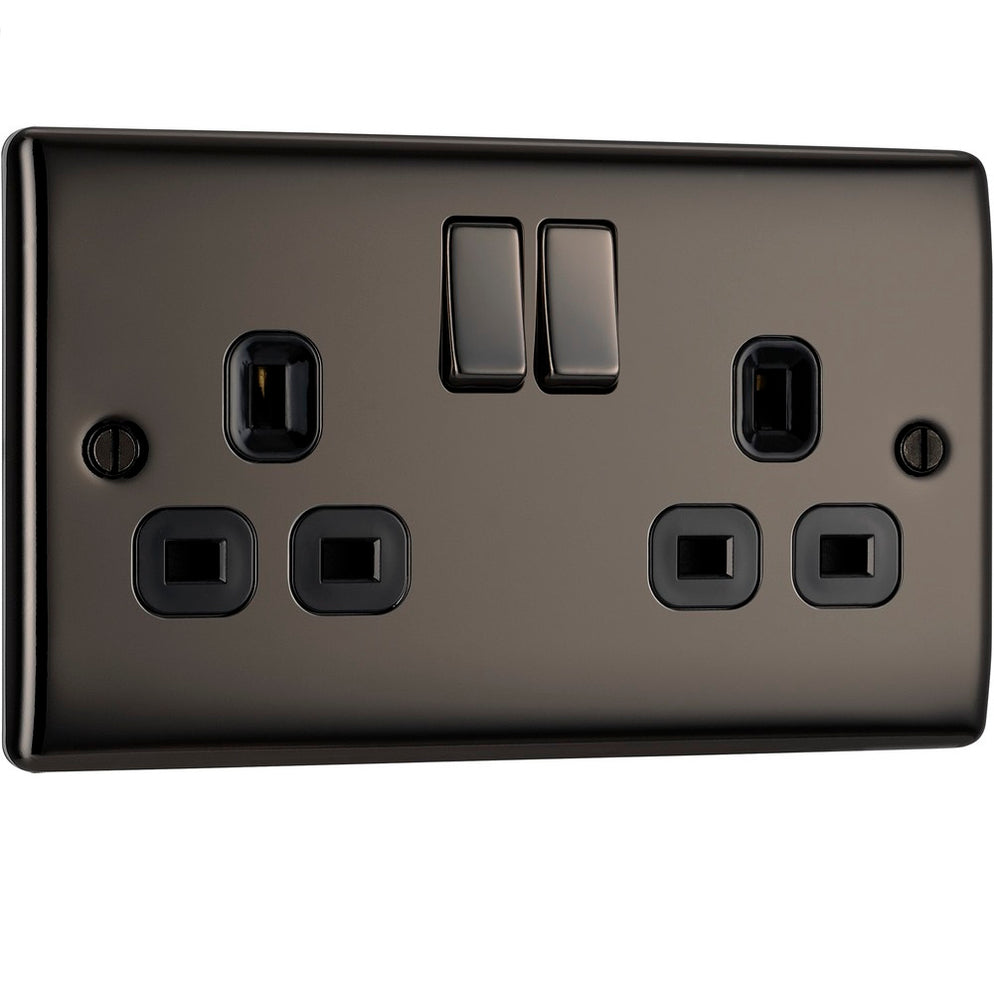 BG Nexus Metal Black Nickel 13A Double Socket NBN22B | RS Electrical ...