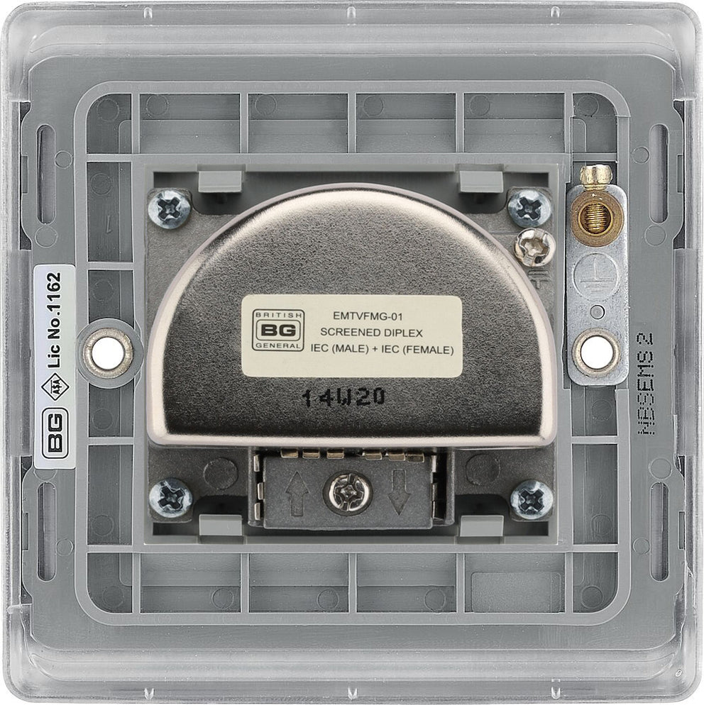 BG Nexus Metal Brushed Steel TV & FM Socket NBS66G | RS Electrical Supplies