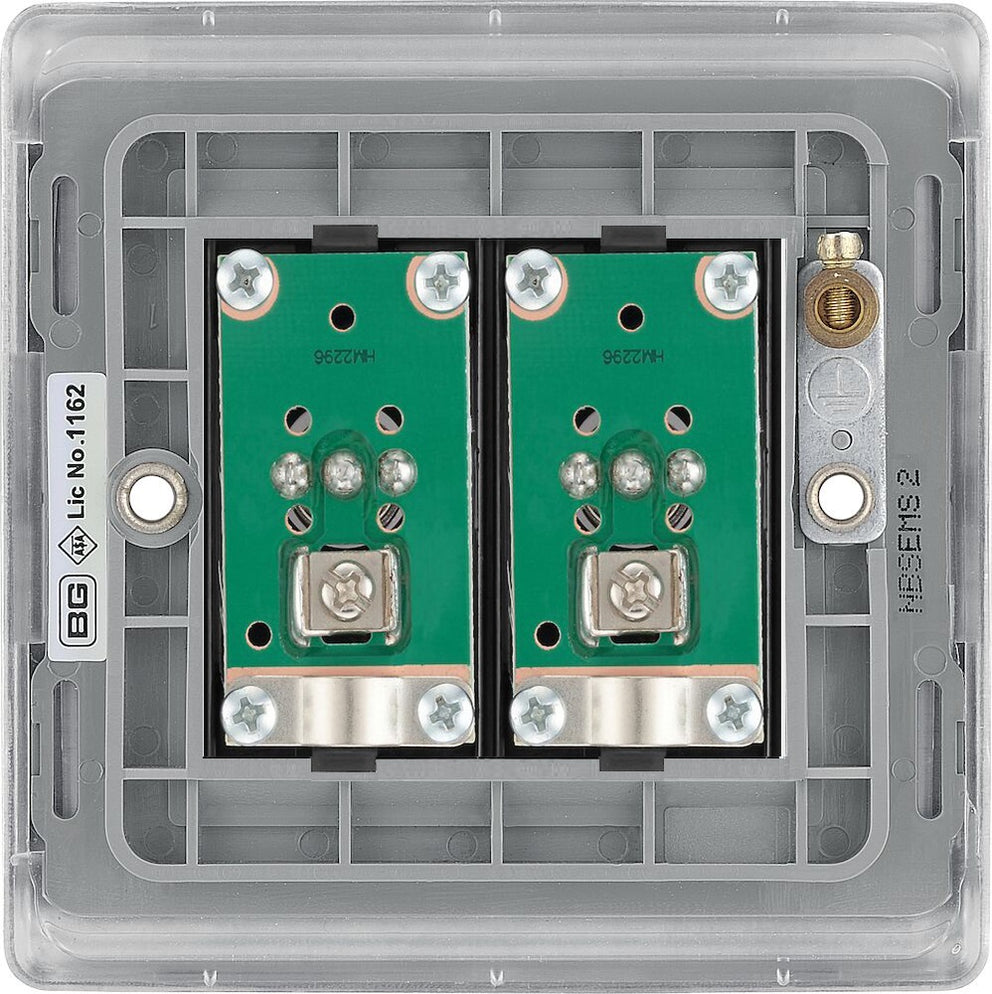 BG Nexus Metal Brushed Steel Double Co-axial Socket NBS61B | RS ...