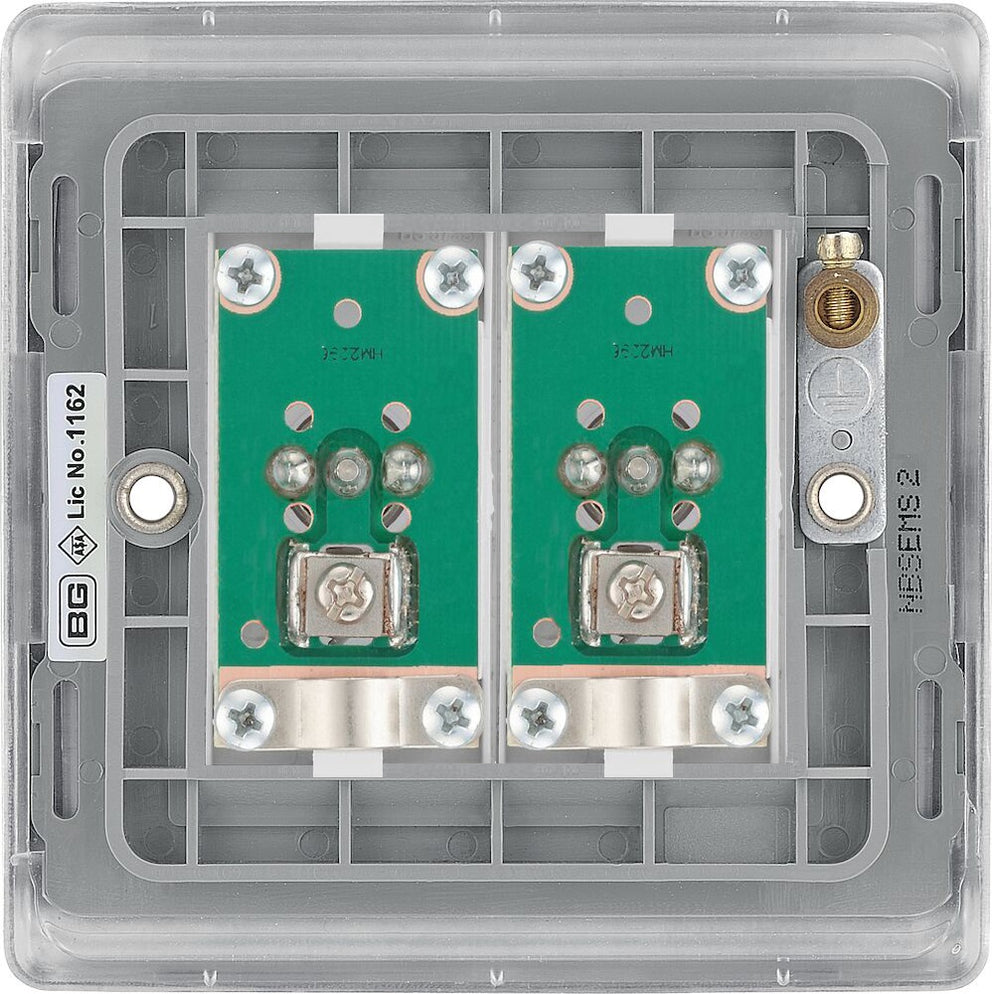 BG Nexus Metal Brushed Steel Double Co-axial Socket NBS61W | RS ...