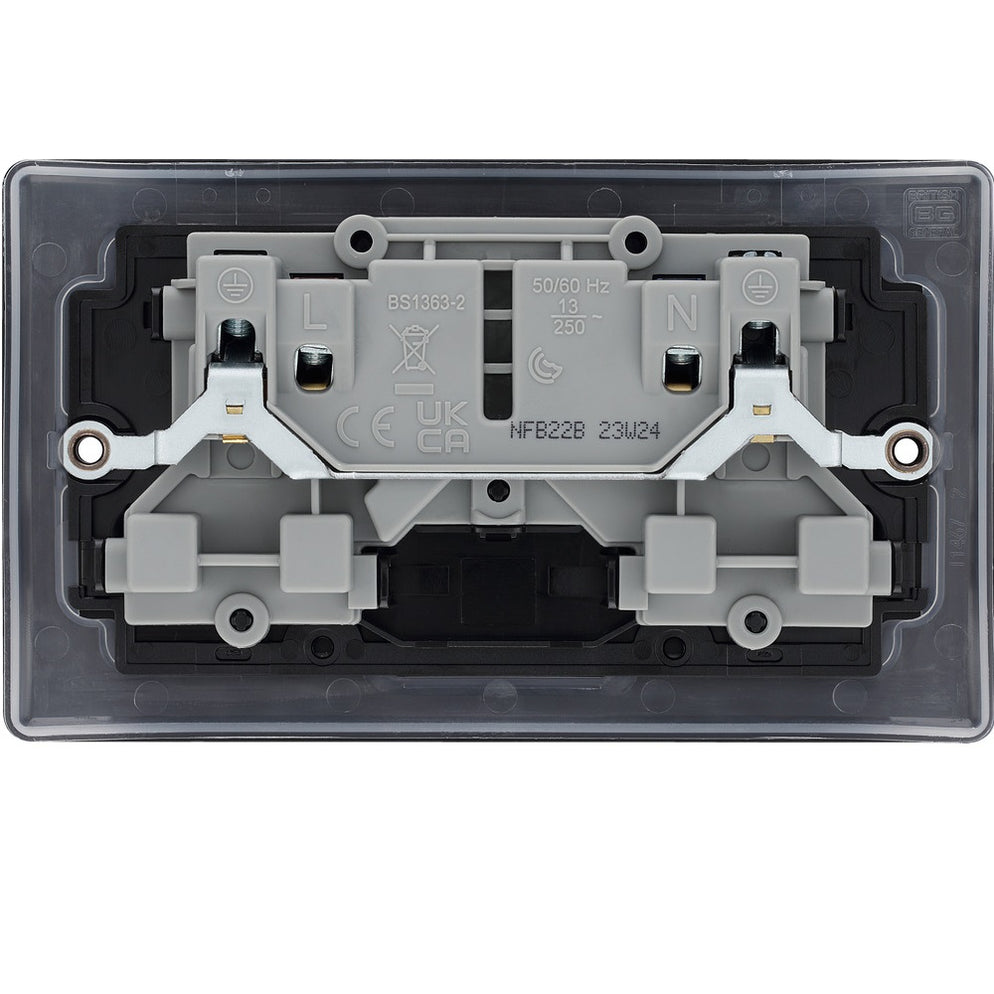 BG Nexus Metal Matt Black 13A Double Socket NFB22B | RS Electrical Supplies