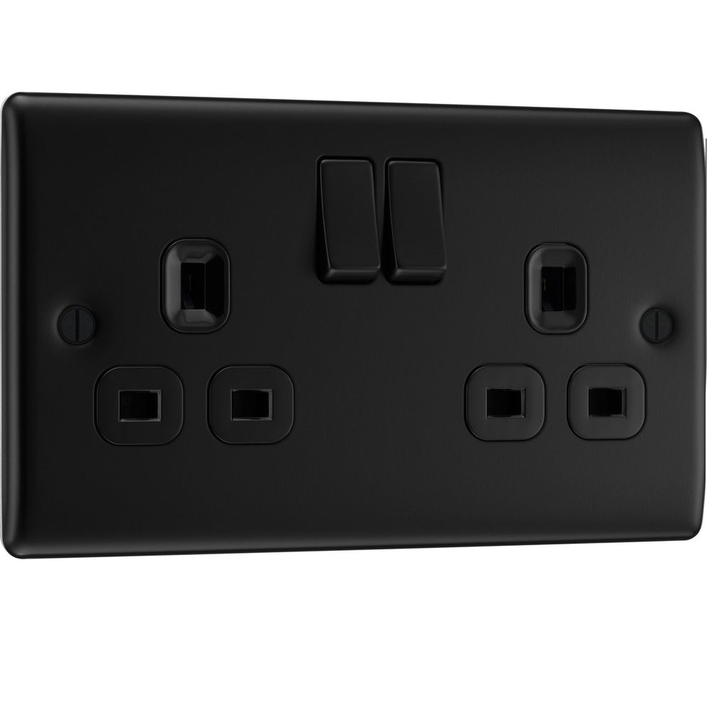 BG Nexus Metal Matt Black 13A Double Socket NFB22B | RS Electrical Supplies