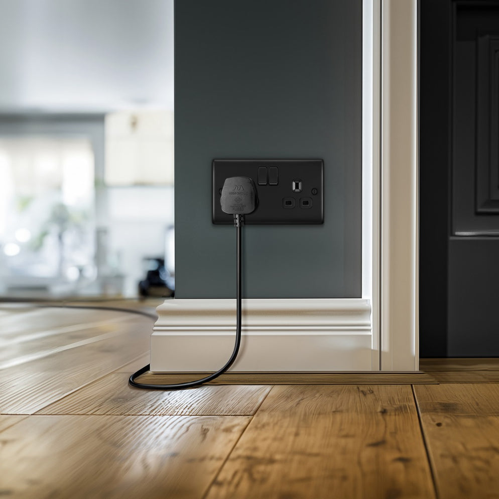 BG Nexus Metal Matt Black 13A Double Socket NFB22B | RS Electrical Supplies