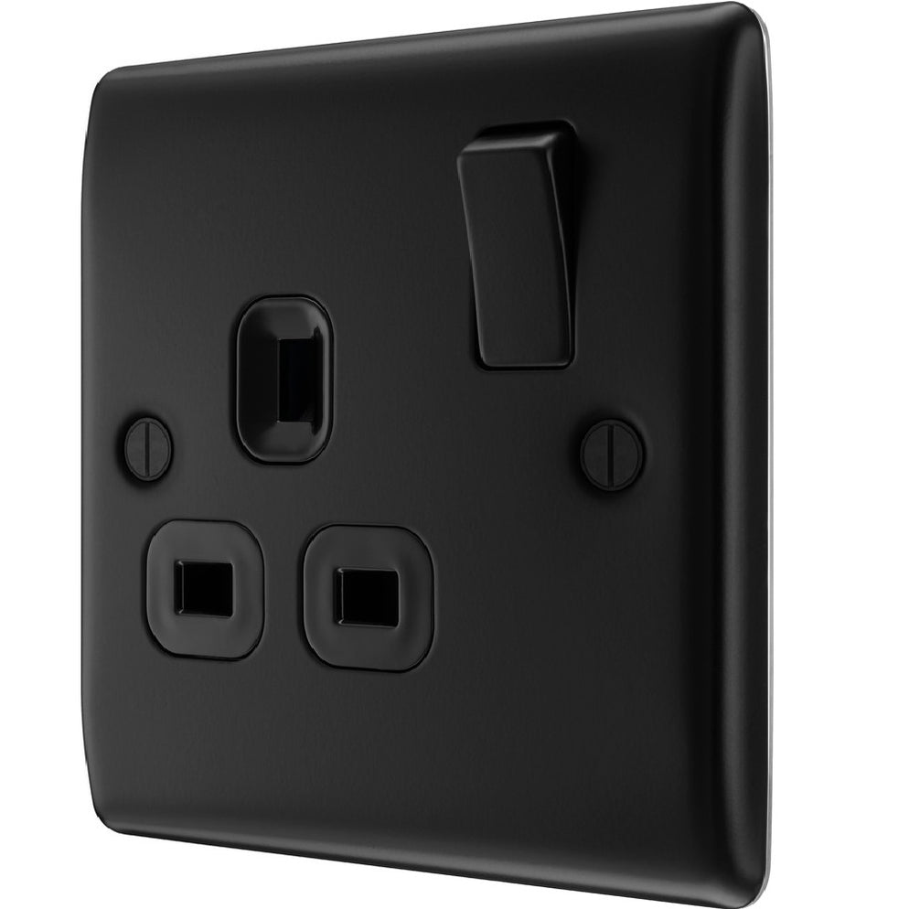 BG Nexus Metal Matt Black 13A Single Socket NFB21B | RS Electrical Supplies