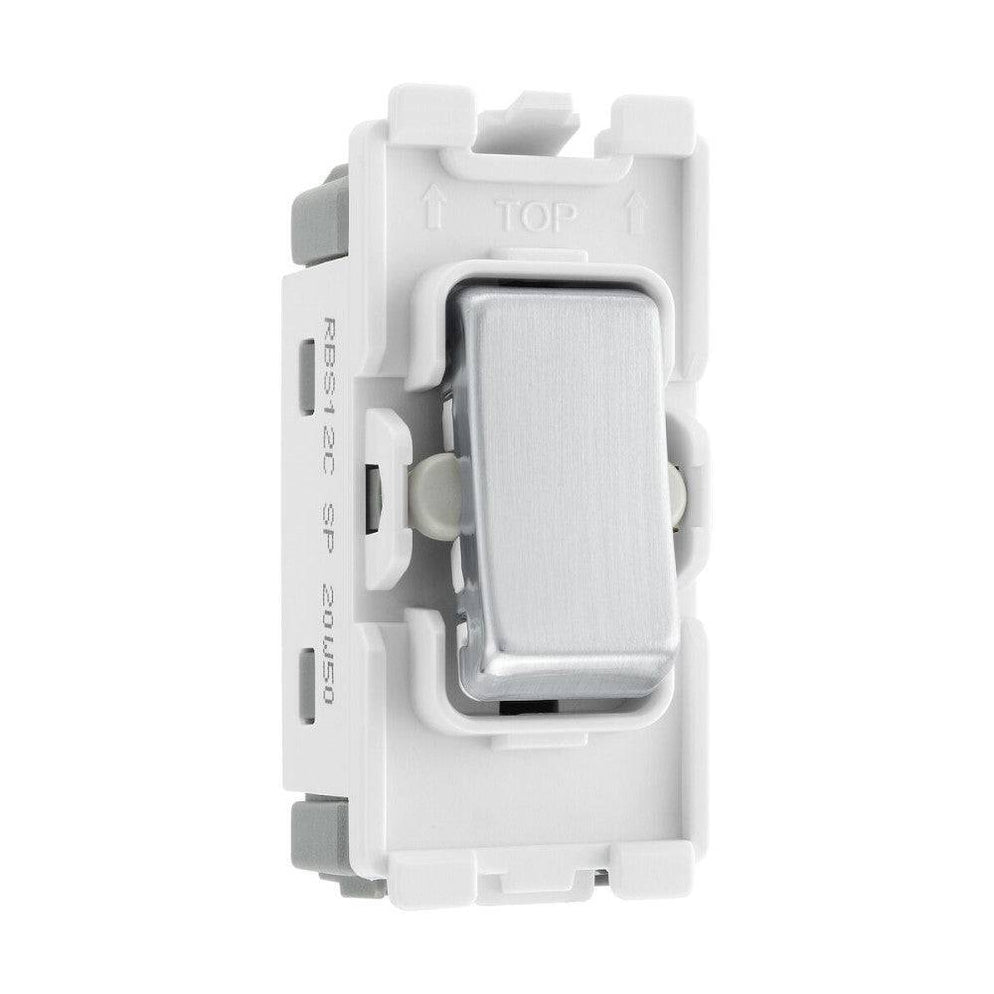 BG Brushed Steel 20A 2 Way Single Pole Centre Off Grid Switch RBS12C ...