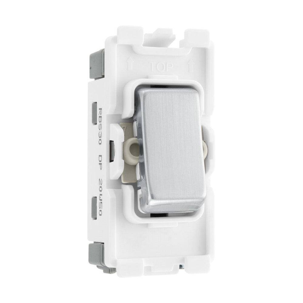 BG Brushed Steel 20A Double Pole Grid Switch RBS30 | RS Electrical Supplies
