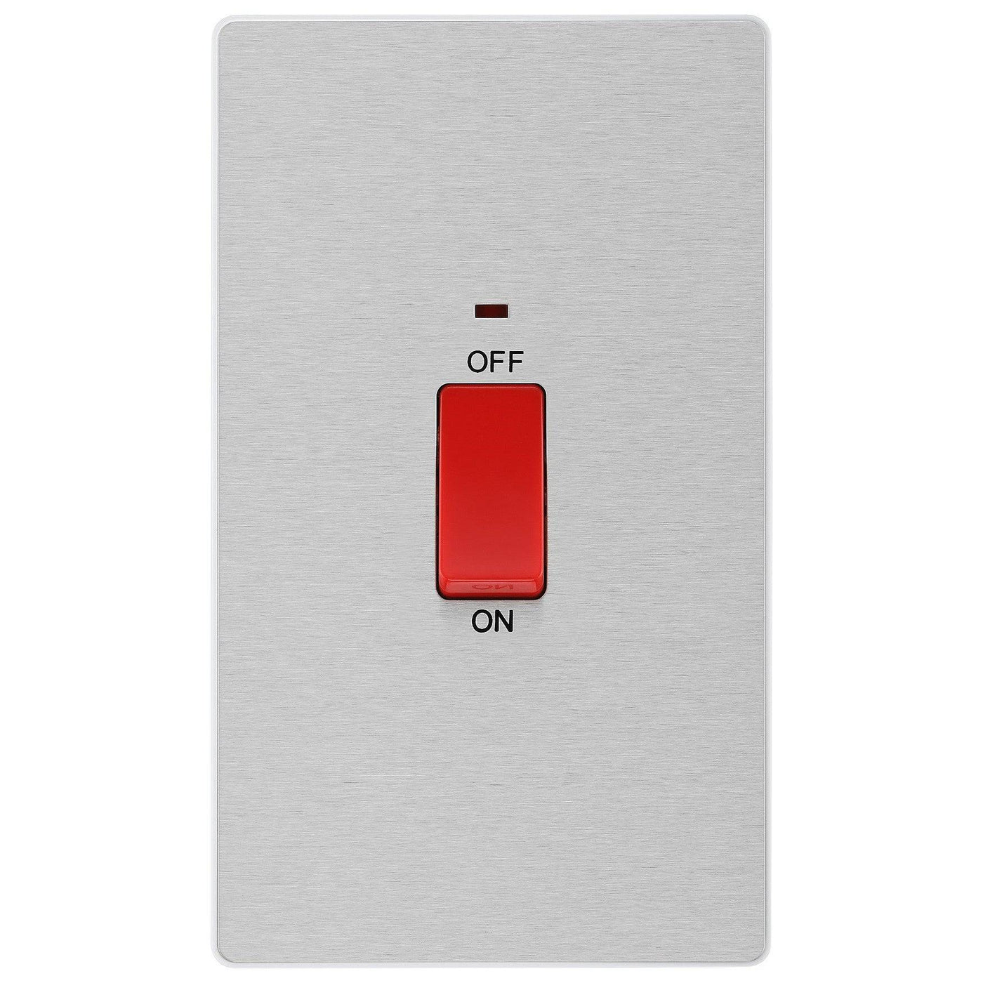 BG Evolve Brushed Steel 45A double pole switch with LED PCDBS72W | RS ...