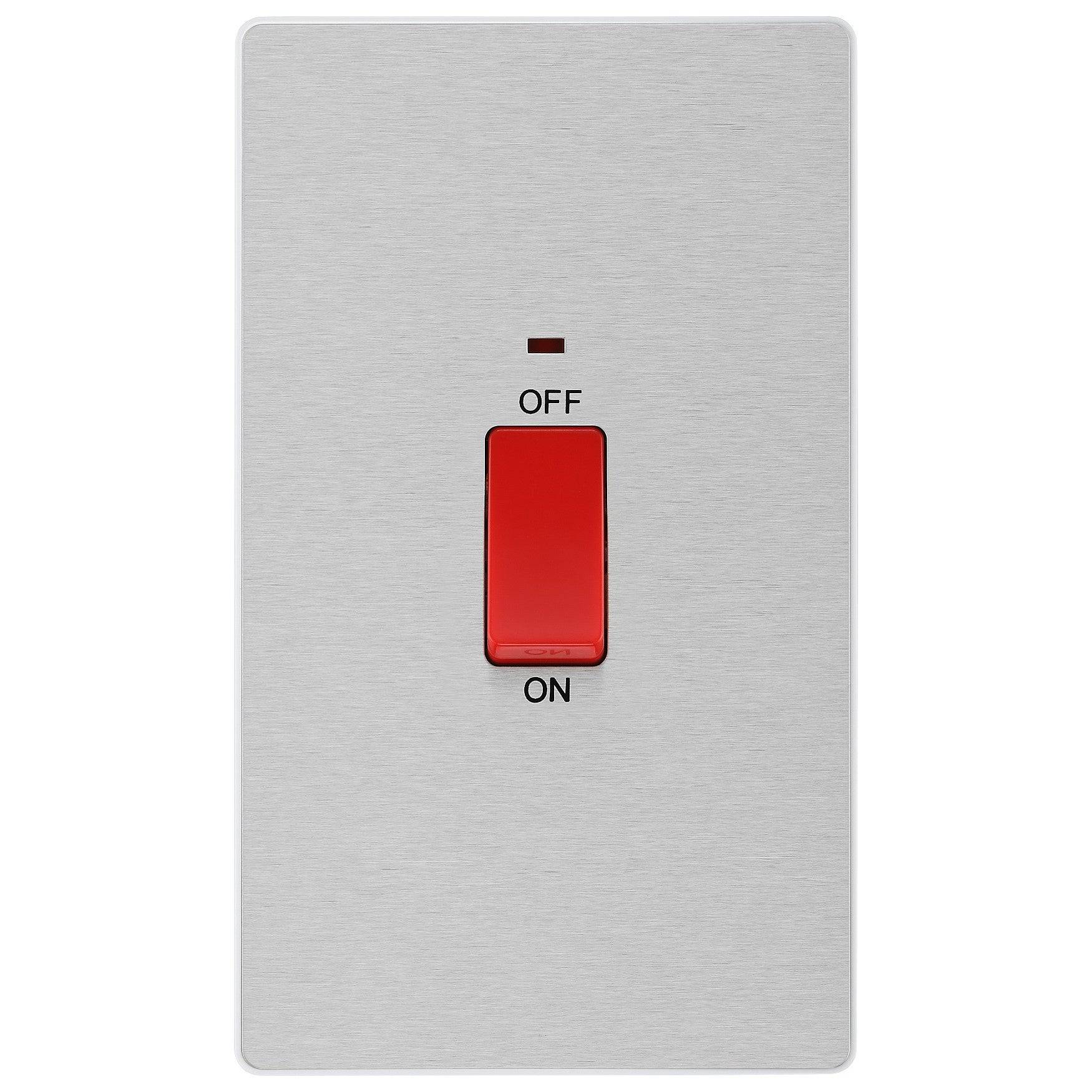 BG Evolve Brushed Steel 45A double pole switch with LED PCDBS72W | RS ...