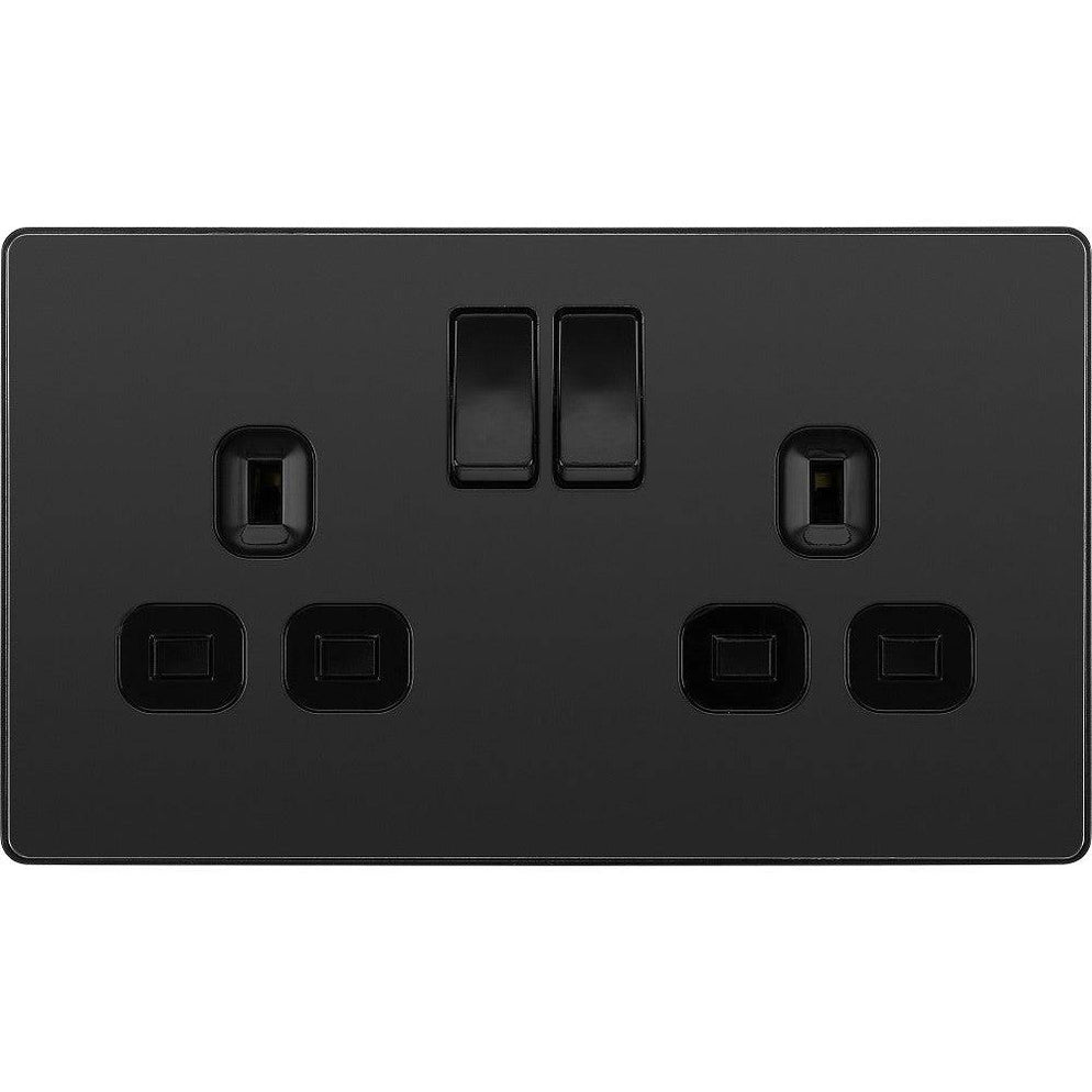BG Evolve Black Chrome 13A Double Socket PCDBC22B | RS Electrical Supplies