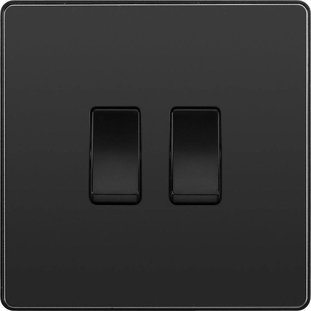BG Evolve Black Chrome 2G 2W Light Switch PCDBC42B | RS Electrical Supplies