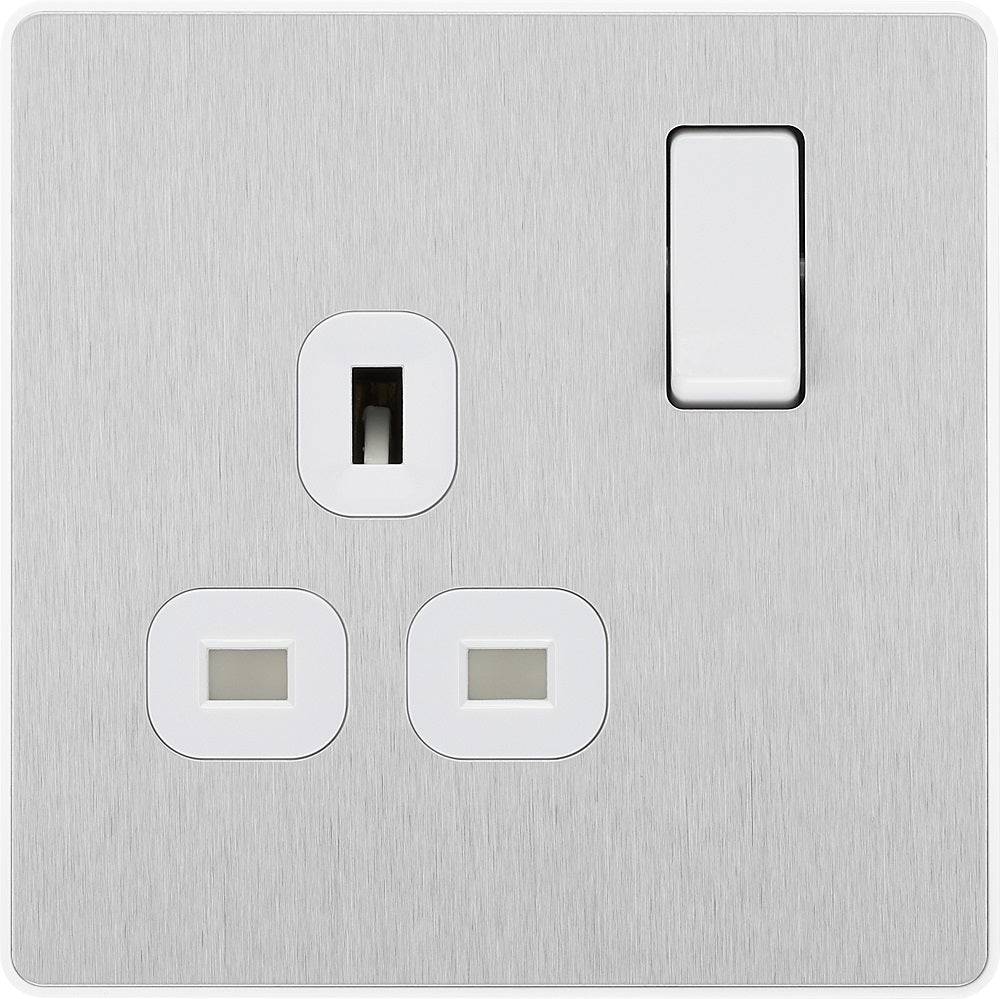 BG Evolve Brushed Steel 13A Single Socket PCDBS21W | RS Electrical Supplies